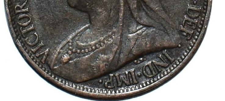 1898 Queen Victoria Brit Farthing Coin EF to AU Filled Intials, Date ...