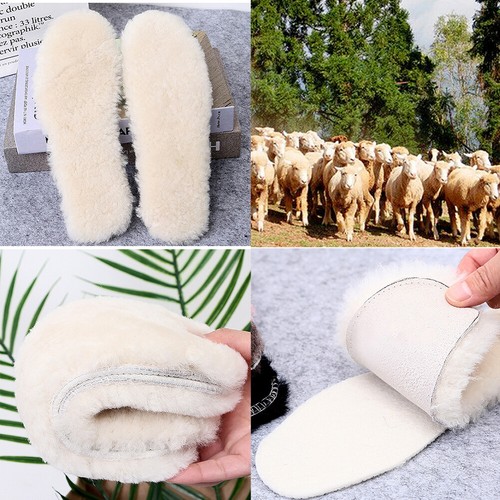 1 Pairs Thick Sheepskin Fleece Cozy Insoles Insert Slipper Boot Reline ...