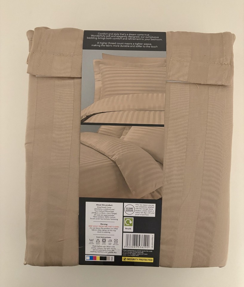 Sateen Stripe Duvet Set - 300 Thread Count , 100% Cotton - King Size ...