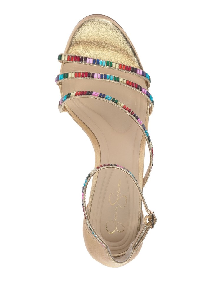 JESSICA SIMPSON Womens Gold 1" Platform Embla Stiletto Heeled Sandal 9. ...