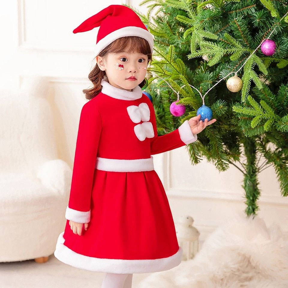 Long Sleeve Santa Claus Cosplay Costume Hat Beard Kids Cosplay Clothes ...