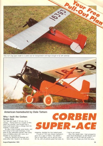 RCSA Model Airplane Plans (RC): Corben Super-Ace 60" 1:6.5 Scale by Dale Tattam | eBay