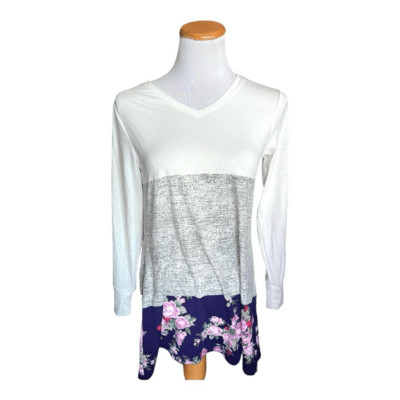 NWT Womens Lularoe Elizabeth Floral Sleeve Relaxed Fit Tunic Top ...