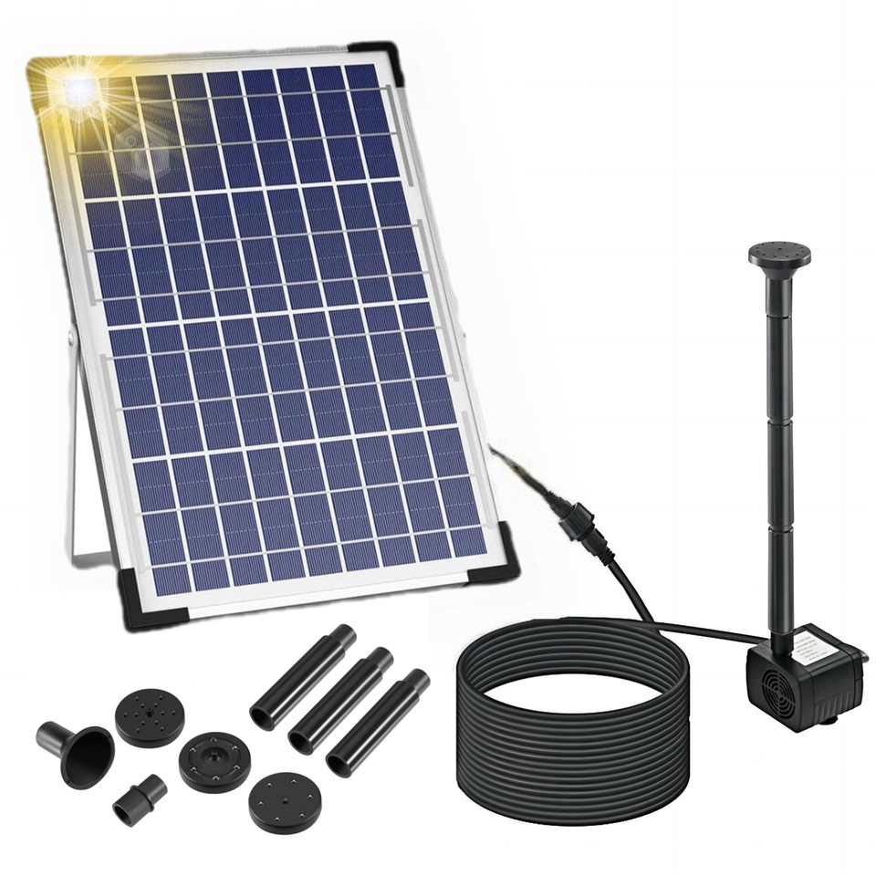 500L/H Solar Panel Powered Water Pump Garden Pool Pond Aquarium ...