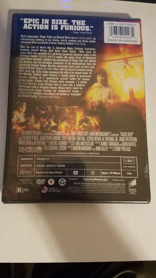 Castle Keep (DVD, 2004) 1969 War Film Burt Lancaster Peter Falk NEW ...
