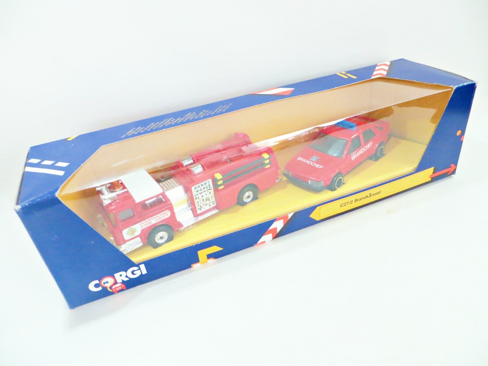 CORGI C27/2 'HAMMOND TENDER/ENGINE & VOLVO BRANDCHEF FIRE CAR'. MIB ...