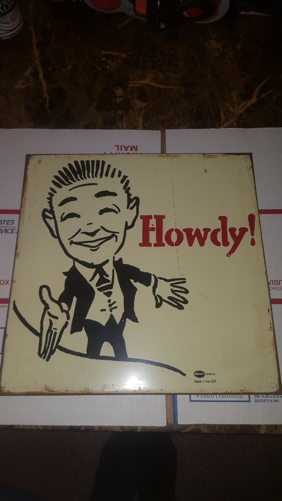 RARE VINTAGE MID CENTURY MUMMERT METAL SIGN COMPANY HOWDY SIGN | eBay