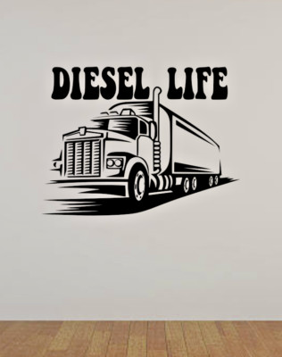 Diesel Life Truck 18 Wheeler Large Wall Art Vinyl Decal Choice of Color ...