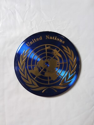 United Nations Round Magnet, Classic Logo Collectible UN Map, Blue ...