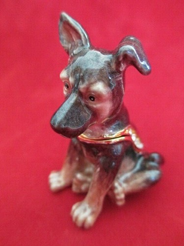 61182 DUKE GERMAN SHEPHERD PUP JEWELED & ENAMEL TRINKET BOX boutique ...