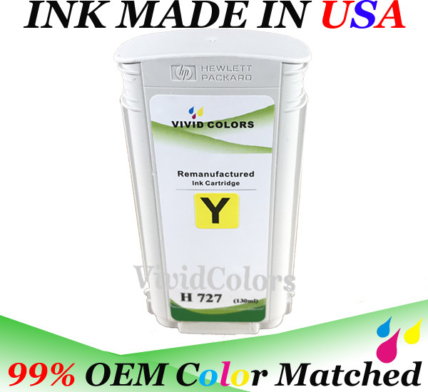 130ml Refurbished Yellow B3P21A HP727 Ink Tank for T2500 Printer | eBay
