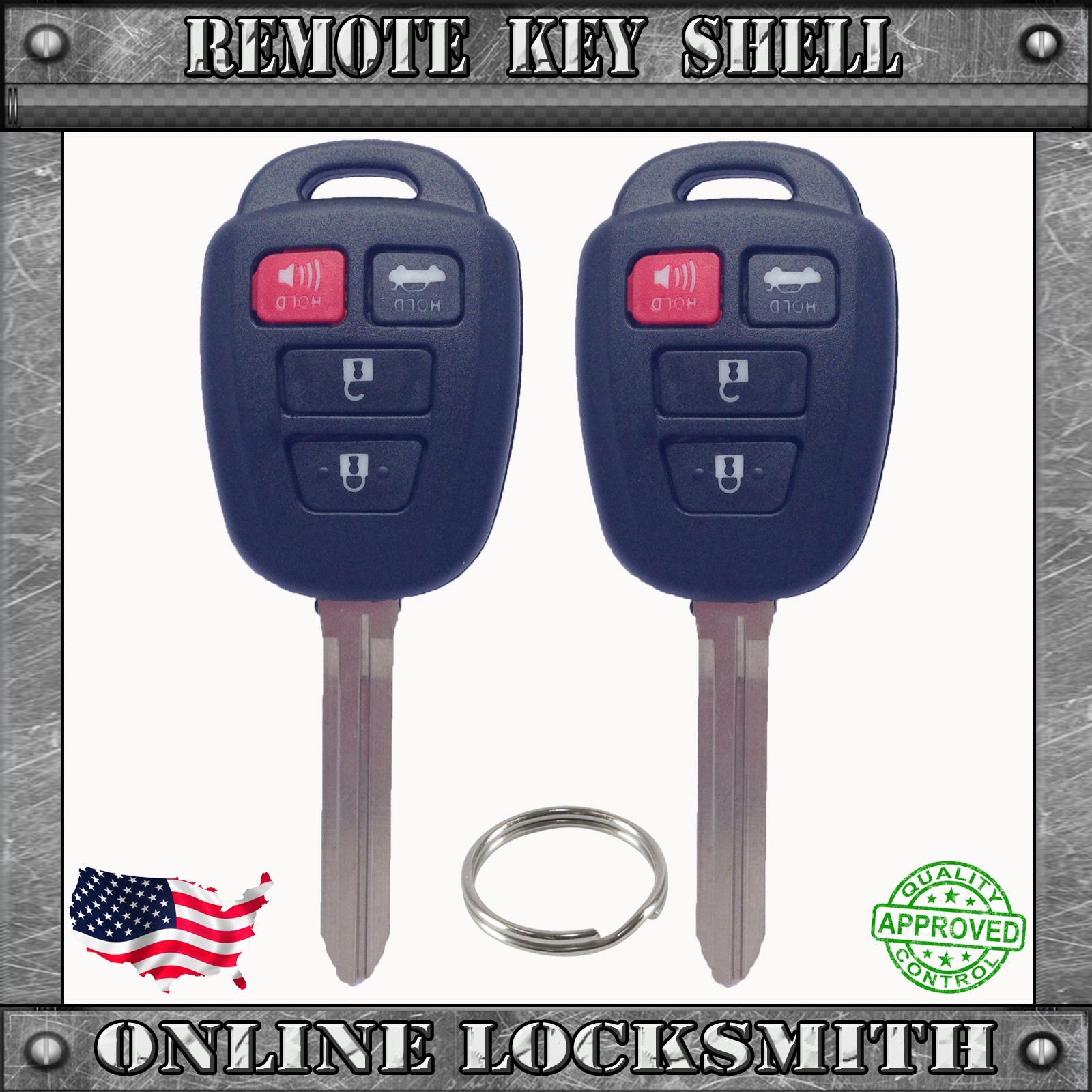 2 New Remote Keys Replacement Case Shell Remote & 4 Buttons For Toyota ...