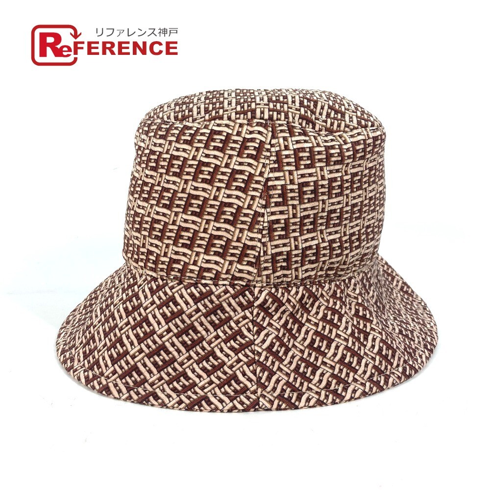 FENDI Logo Hat Bucket Bob Canvas Ladies Brown Used - Gem