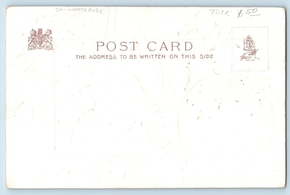 Christmas Postcard Greetings Santa Claus White Robe Berries Embossed ...