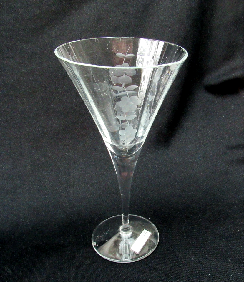 Etched Optic Stemware glass Set of 6 flower wine cocktail Colony ...