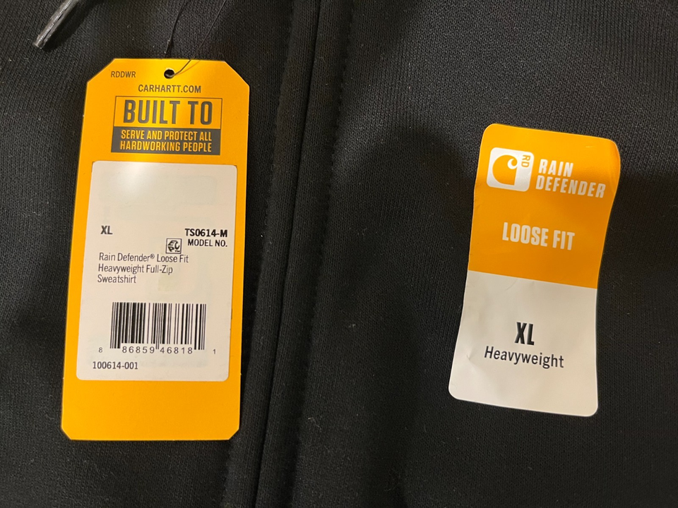 Carhartt XL- full zip hoodie. rain defender fabric. Black. Brand new w ...