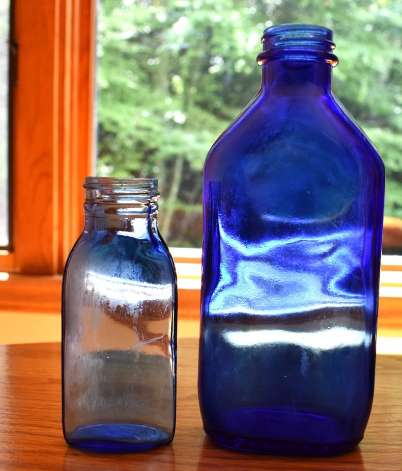 Vintage/Antique Cobalt Blue Glass Bottle Jar Medicine, Poison Decanter ...