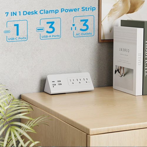 Nightstand Power Strip Desktop Power Strip With 3 Ac Outlets 3 Usb A ...