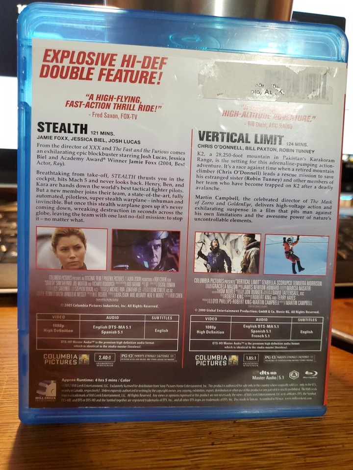 Stealth/Vertical Limit (Blu-ray Disc, 2012) Jamie Foxx Chris O'Donnell ...