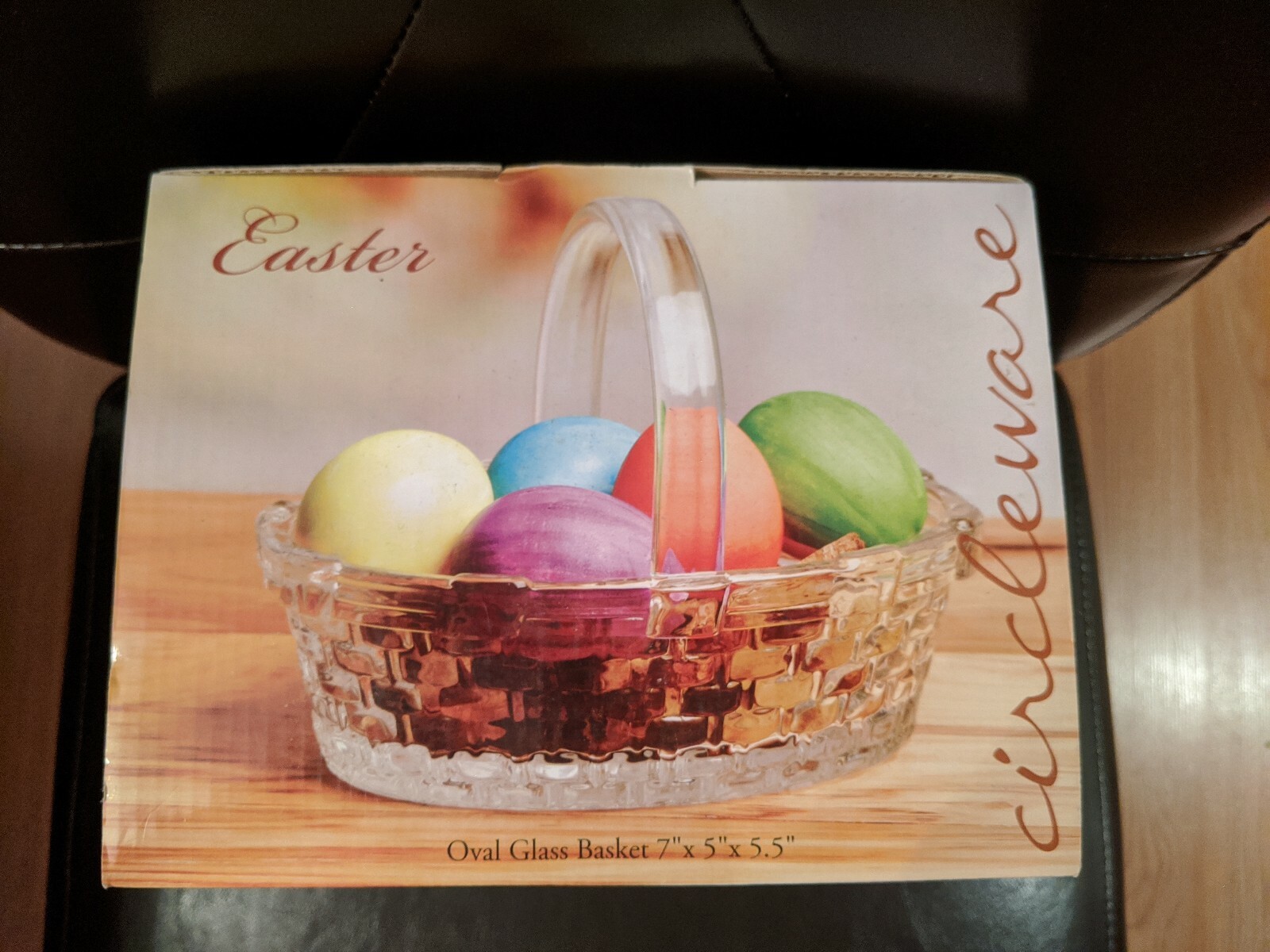 GLASS OVAL BASKET WITH HANDLE WEAVE DESIGN CIRCLEWARE BEAUTIFUL BRAND ...