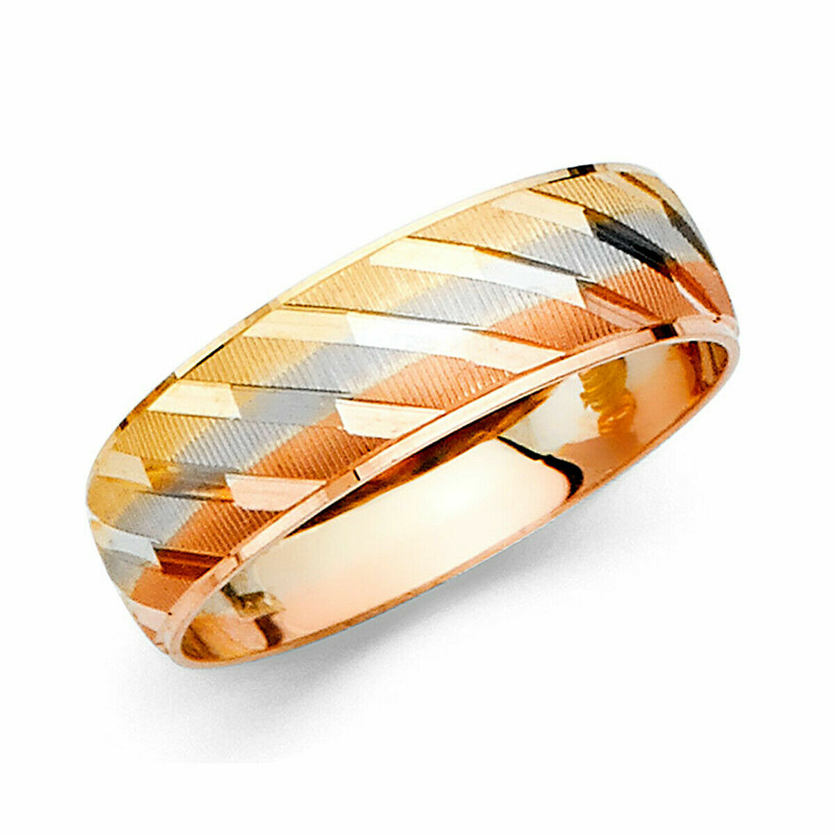 14K Tri Color Men's Wedding Band | eBay