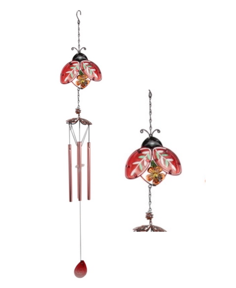 Ladybug Glass Metal Wind Chime 83cm Indoor/Outdoor Hanging Decor | eBay