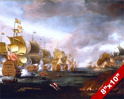 NAVAL BATTLE OF LOWESTOFT PAINTING ENGLAND ANGLO DUTCH WAR ART REAL ...