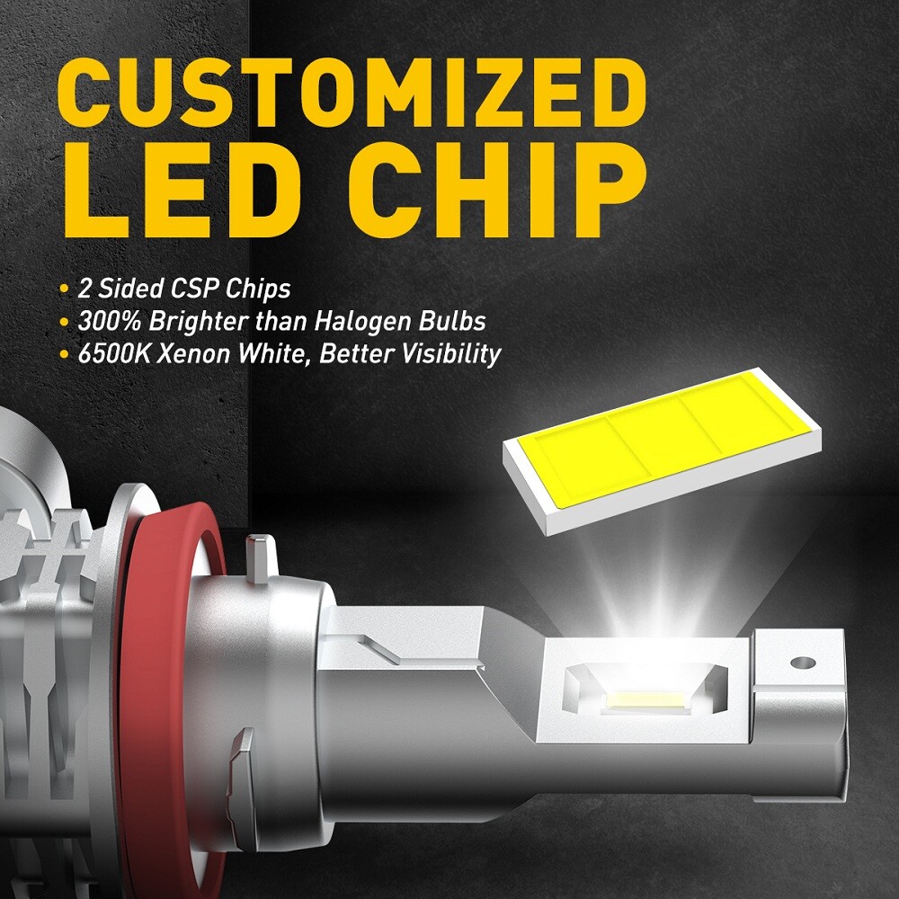 H11 H8 LED Headlight Kit High/Low Beam Bulb Super Bright 6500K White ...