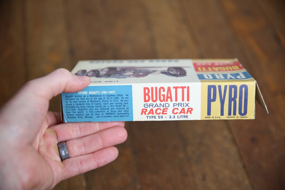 Vintage Pyro Bugatti Grand Prix Racer model car kit plastic box 1/32 ...