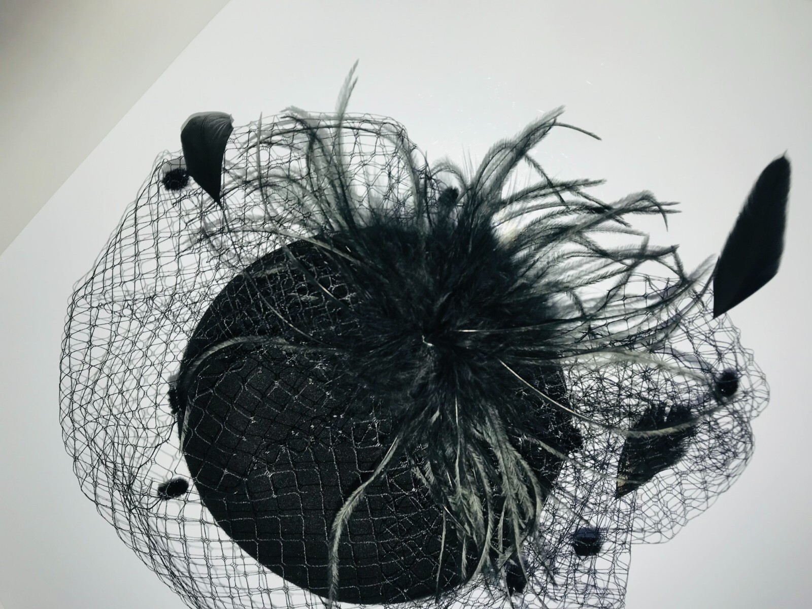 New. 20s 50s Pillbox Hat with Veil Goose Biot Feathers | eBay