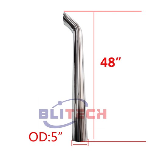 5" OD x 48" Bull Horn Stack Exhaust Pipe Semi Truck Tailpipe Chrome | eBay
