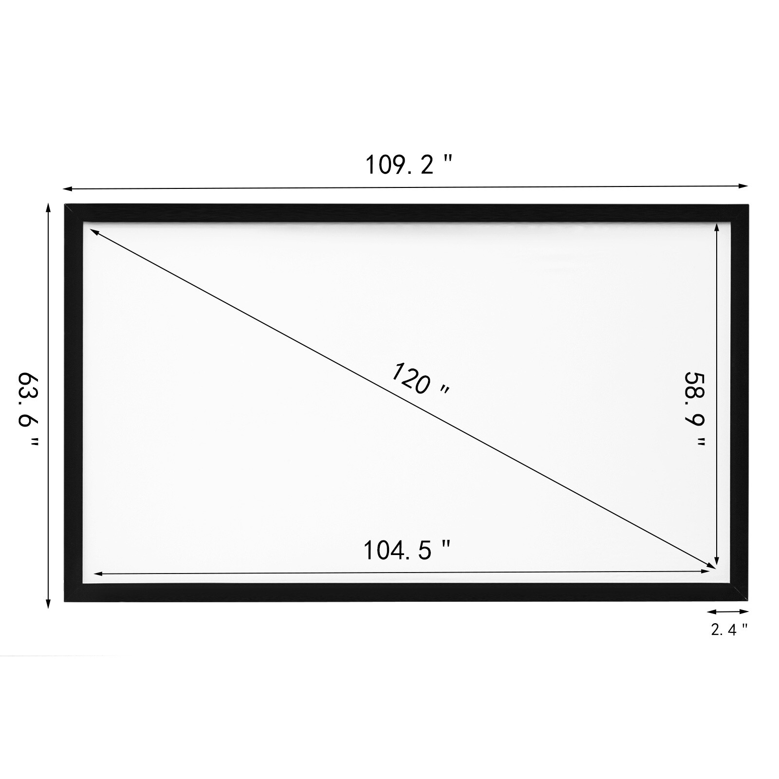 VEVOR 120" Aluminum Fixed Frame 16:9 Projector Screen Velvet Matte Home ...