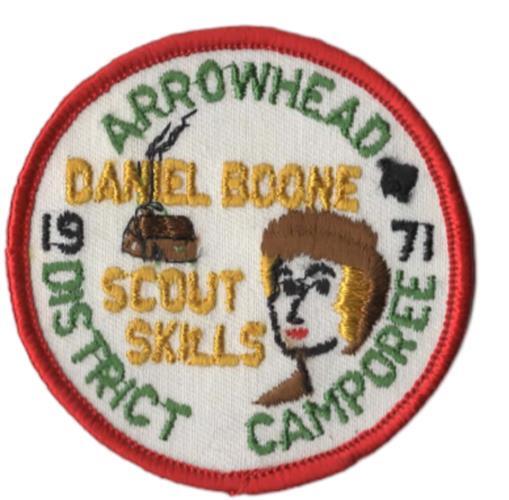 1971 Scout skills Arrowhead District Camporee BSA Patch RD Bdr. [VA ...