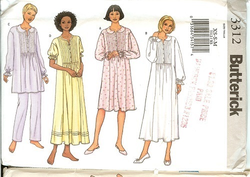 OOP Butterick Pattern Misses Nightgown Robes Pajamas Loungewear UPIC ...
