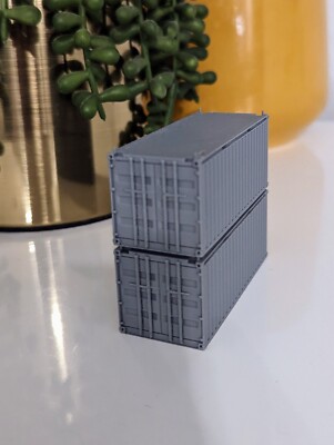 Set of 2 - HO Scale 20' Ft Shipping Containers - Gray Train Freight Car ...