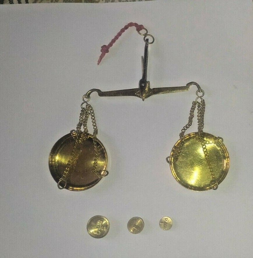 Brass Handcrafted Small Weight Measuring Scale / Balance Measure ...