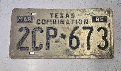 Vintage Original 1985 TEXAS COMBINATION License Plate 2CP-673 | eBay