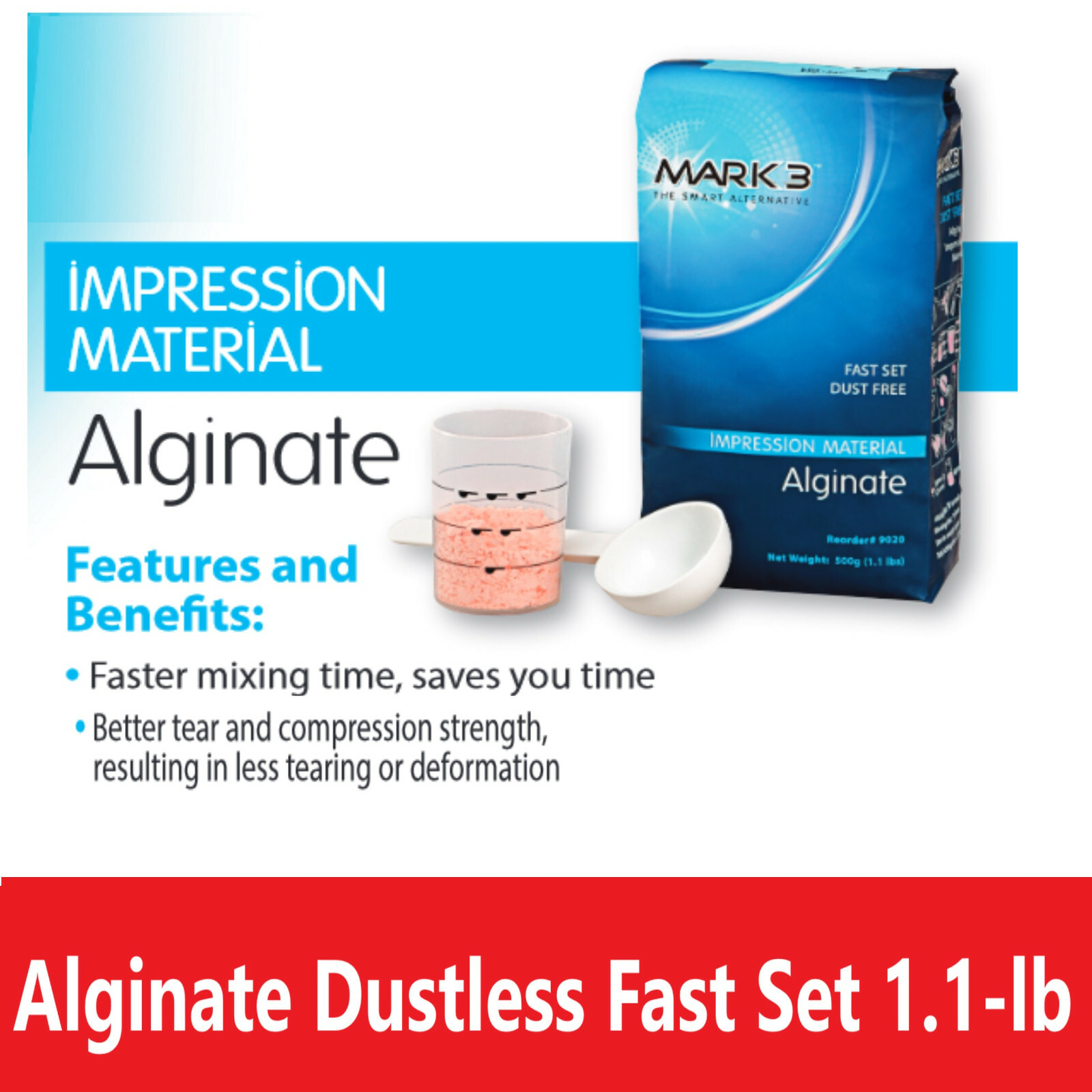 Dental Impression Material Alginate Dustless Fast Set, 30 Sec Mix Time ...