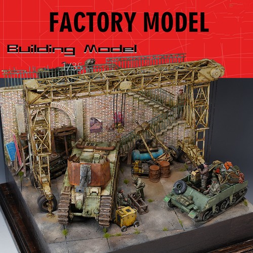 1/35 Handmade Wooden Building Model Kits Ruins House Diorama Scene ...