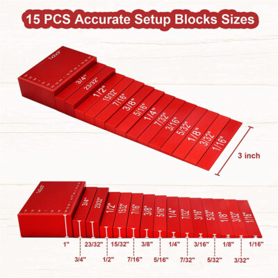 15pcs Precision Aluminum Accurate Setup Blocks Height Gauge Set for ...