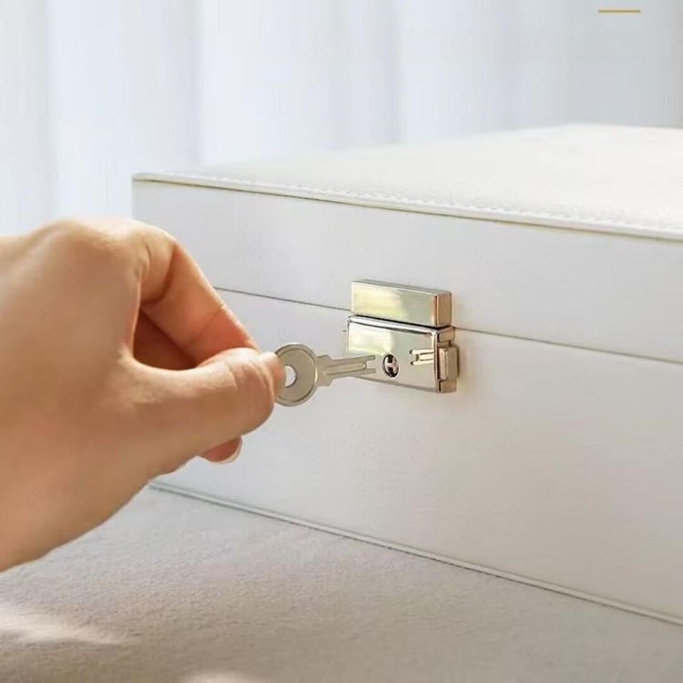 Large White Jewellery Box Organizer Rings Necklaces Jewellry Storage ...