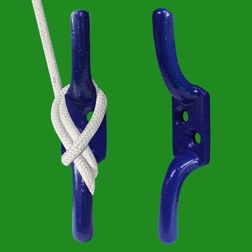 1x 100mm 10.2cm Bleu Fonte Crochet Tasseau pour Drapeau Mât Corde ...