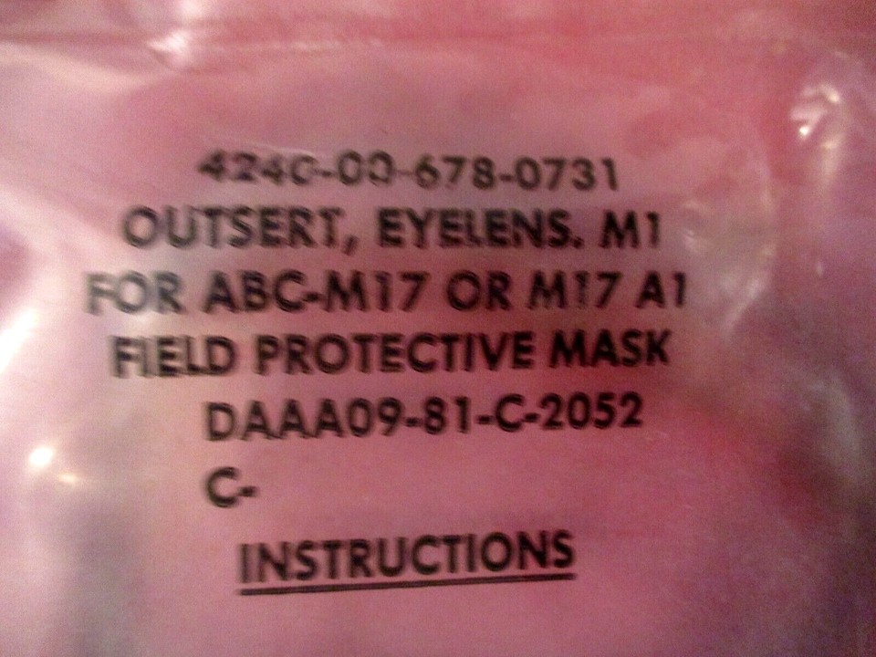 Vietnam US Army M17 M17A1 M17A2 Gas Mask M1 Outsert Eye Lens Set - NOS ...