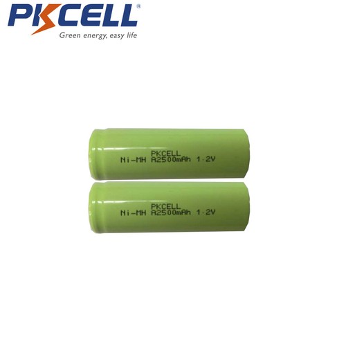 2 Pack Size A 1.2V NiMH Rechargeable Batteries 2500mAh 17500 Flat Top ...