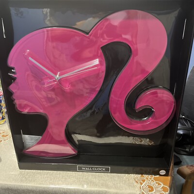 Licensed Mattel Barbie Pink Silhouette 19” x 18” Hanging Analog Wall ...