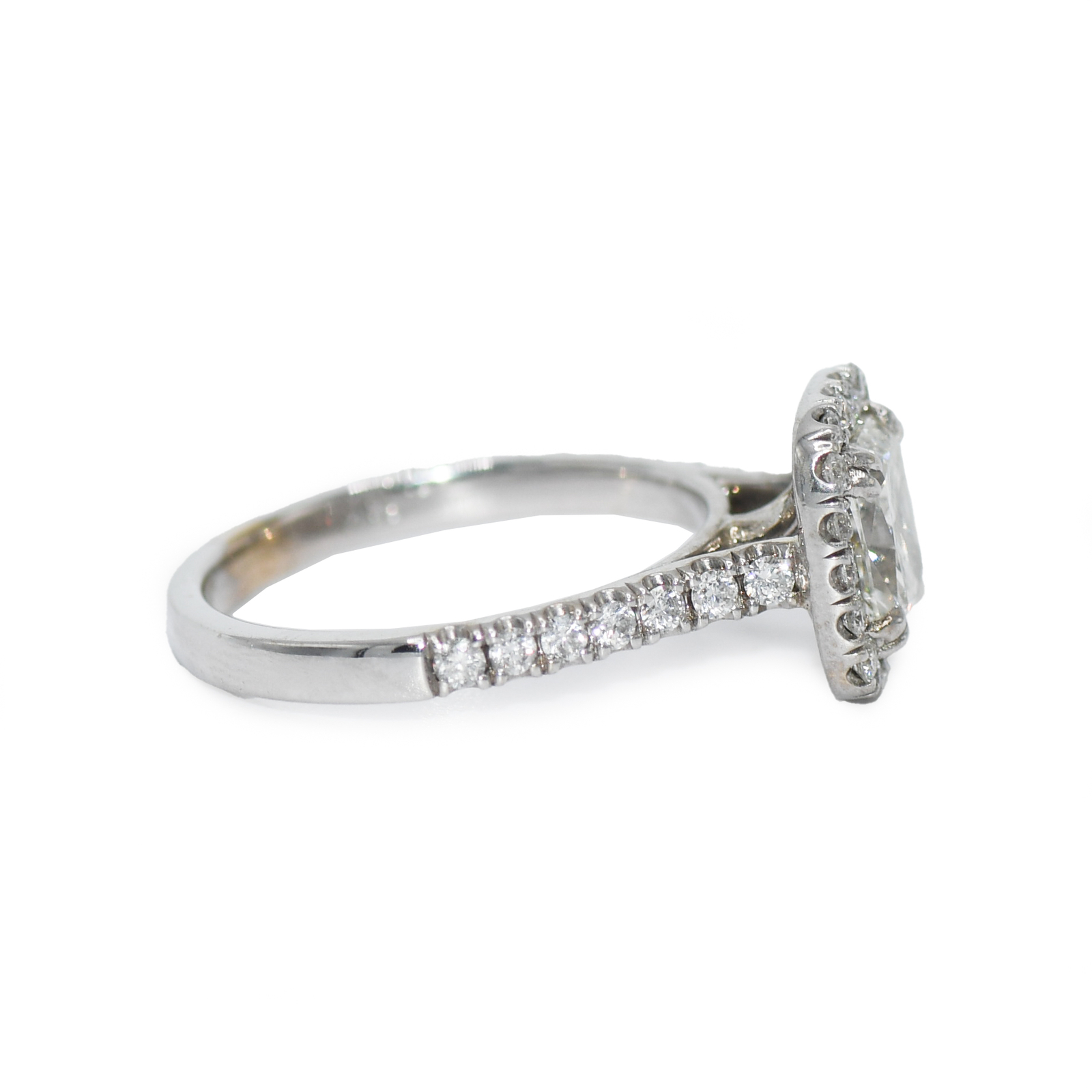 14K White Gold Square Modified Diamond Ring | eBay