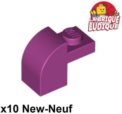 Lego 10x Brique Brick Modified slope 1x2x1 x1/3 curved magenta 6091 ...