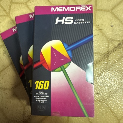 3 Pack Memorex T-160 HS VHS Tapes 8 Hour Video Cassettes New And Sealed ...
