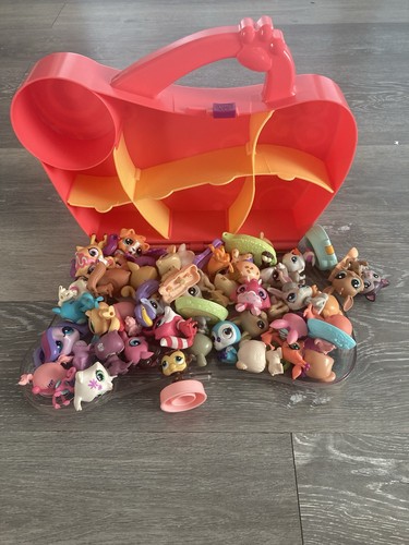 Hasbro LPS Littlest Pet Shop Hard Plastic Storage Case +40 Pets Vintage ...