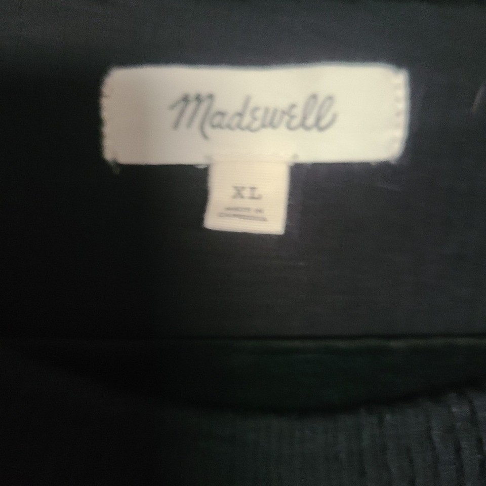 Madewell Waffle Texture Long Sleeve shirt with front tie black XL | eBay